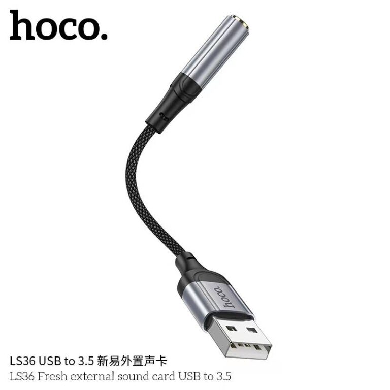 ตัวแปลง USB ออกหูฟัง 3.5 Hoco LS36 usb to 3.5mm audio jack สีดำ ...