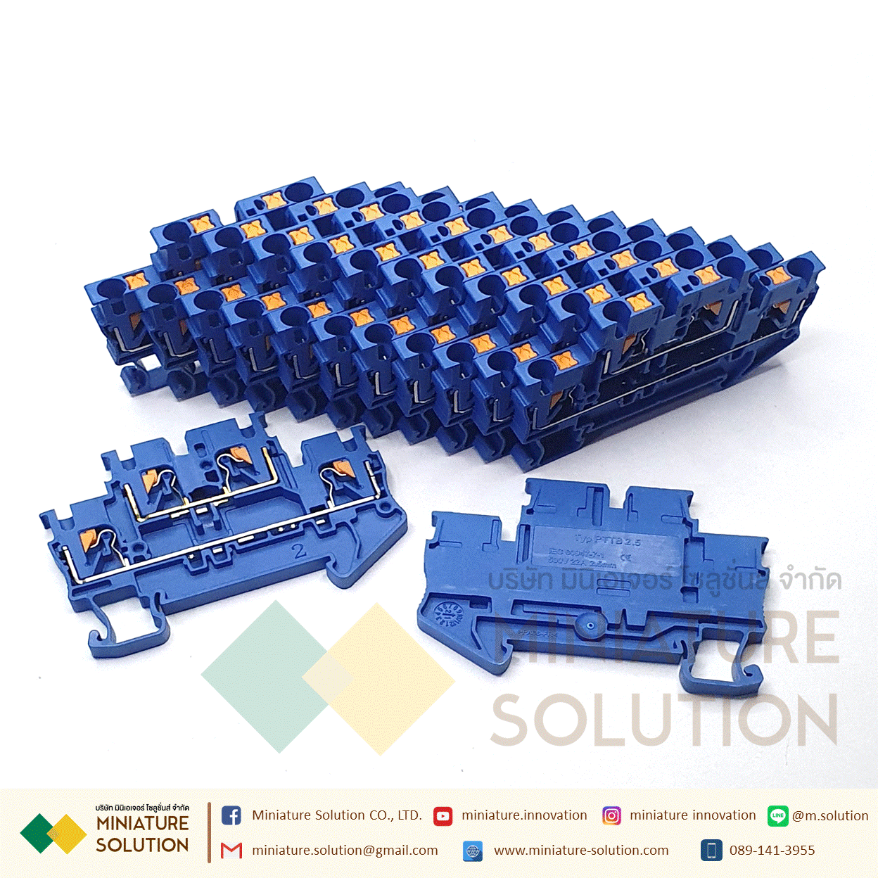 เทอมินอล บล็อก PT 2.5 PTTB2.5 Terminal Block Contact สีเทา สีฟ้า สีเขียว สีส้ม - Miniature ...