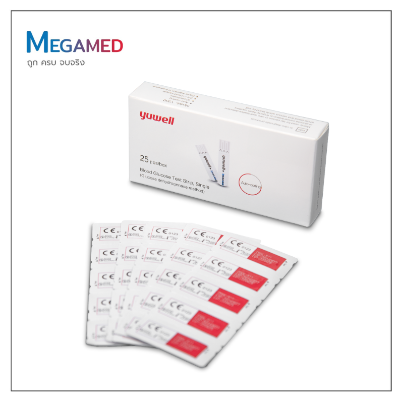 แถบตรวจวัดระดับน้ำตาลในเลือด ยี่ห้อ Yuwell รุ่น Y350 (บรรจุ 25 แท่ง) - เตียงผู้ป่วย เครื่องผลิต ...